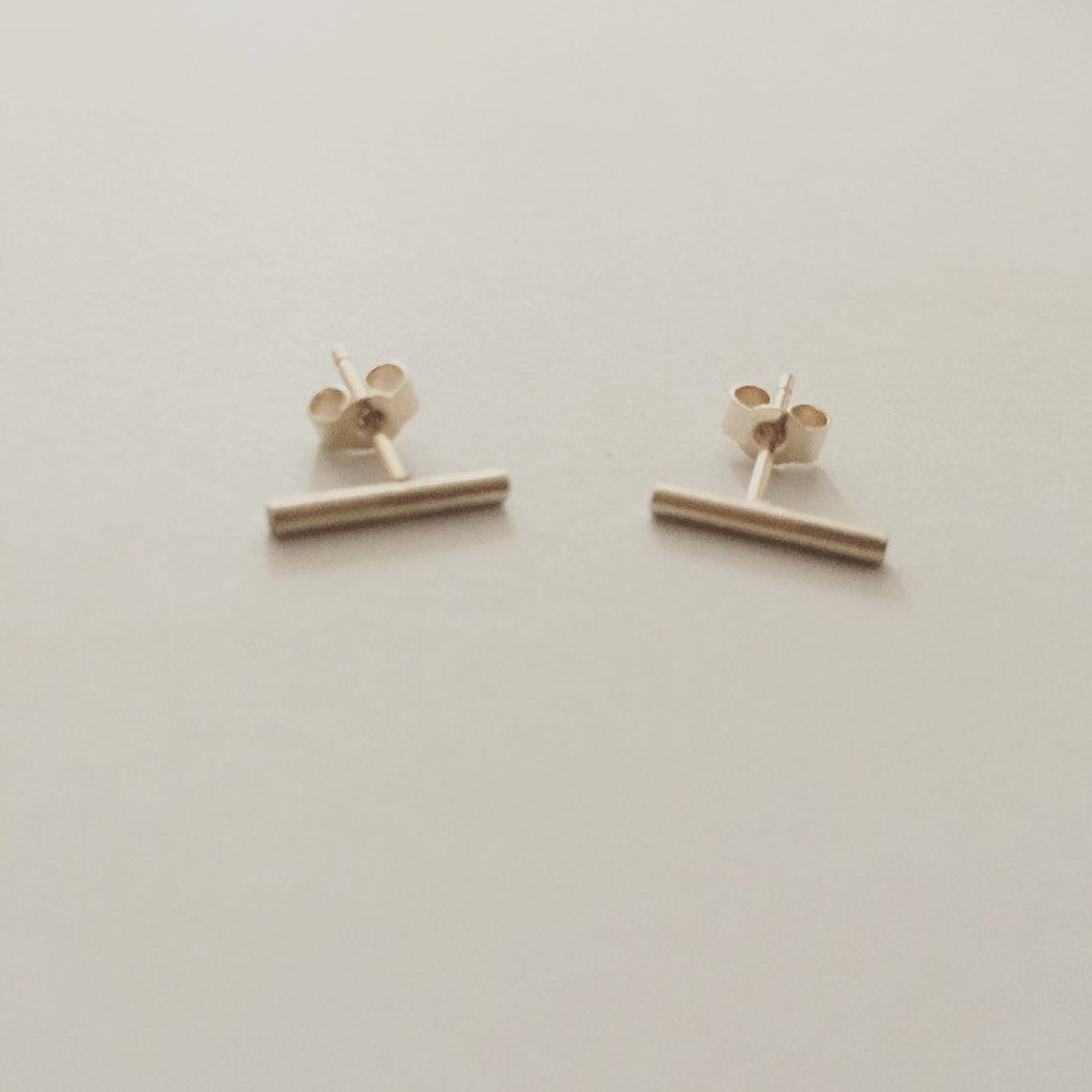 9ct Yellow Gold Line Bar Stud Earrings Available 9ct Rose or - Etsy UK