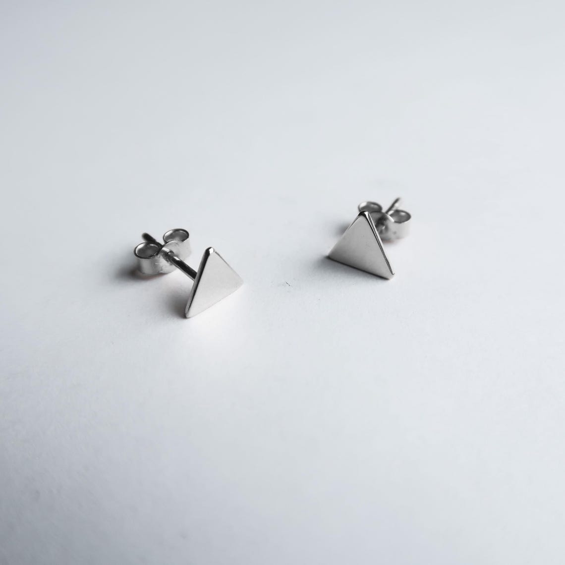 Triangle Earrings, Sterling Silver Studs, Dainty Minimal Small ...