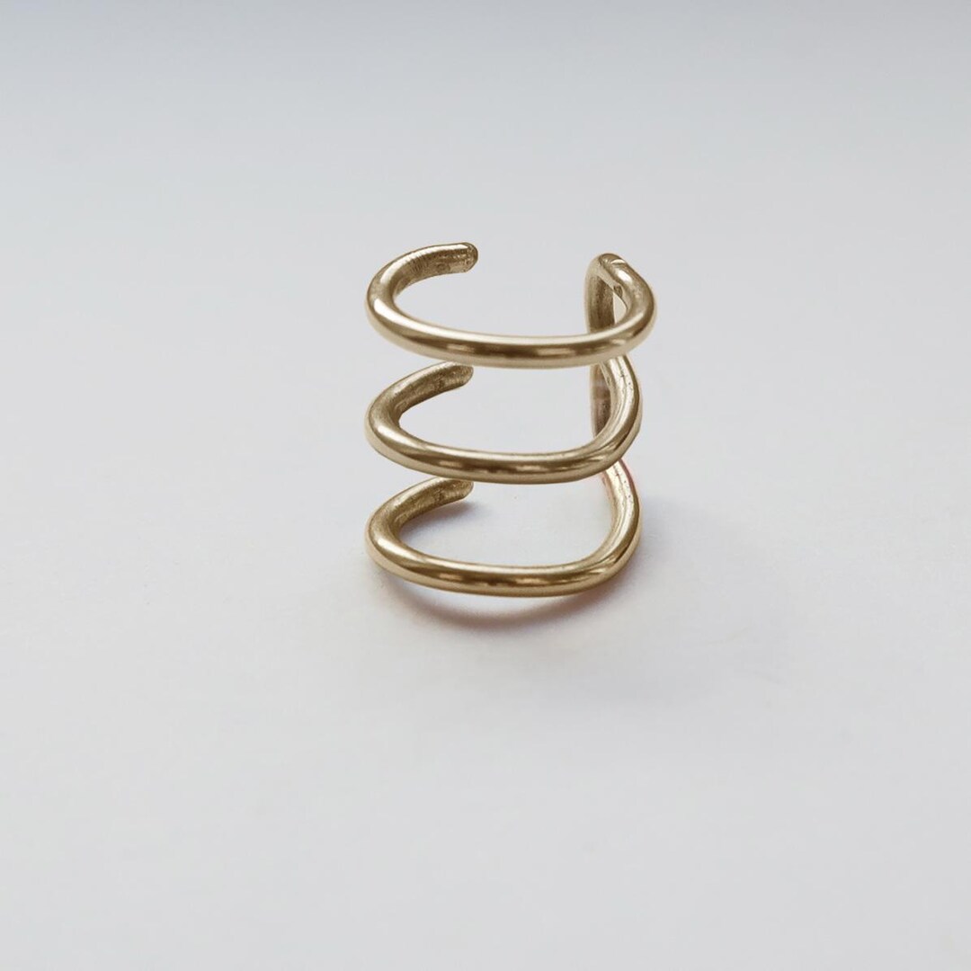 Ear Cuff Triple Wire 9ct Gold Solid Three Rings Hoops - Etsy