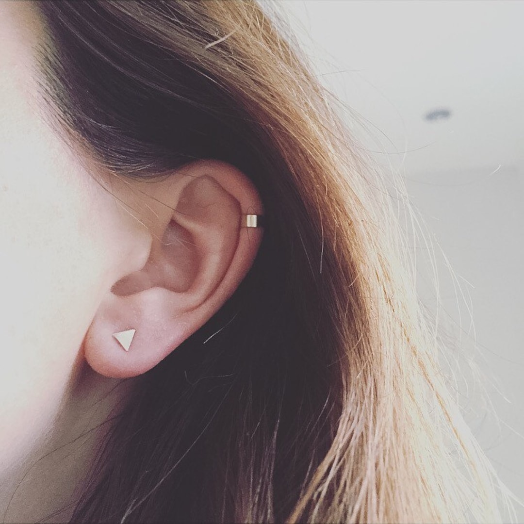 Triangle Earrings, Sterling Silver Studs, Dainty Minimal Small ...