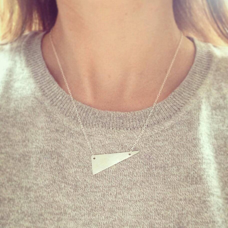 Triangle Necklace Sterling Silver Pendant Geometric Jewellery - Etsy