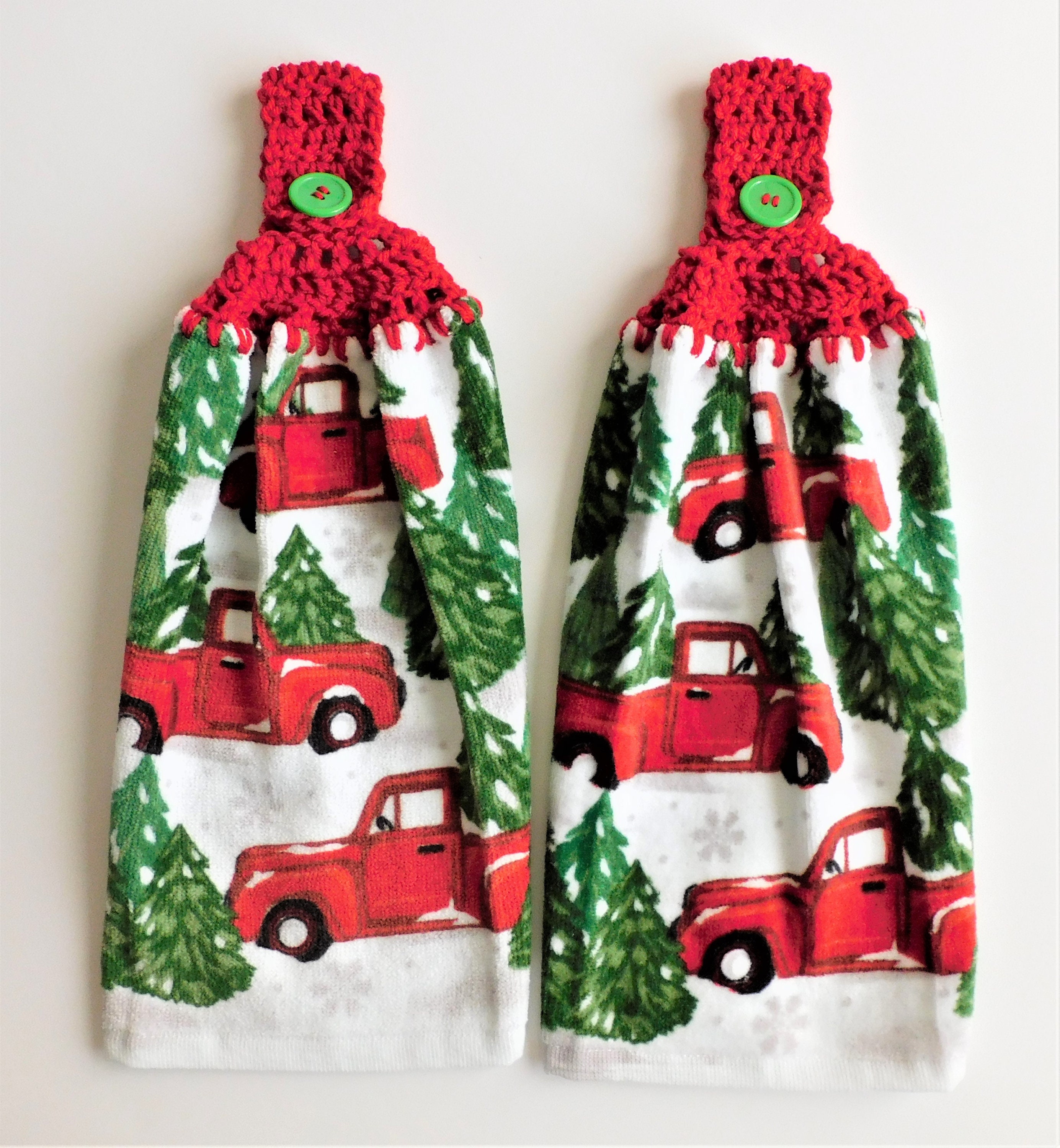 Christmas Oven Towels Hanging Kitchen Towels Oven Door Towel Crochet ...