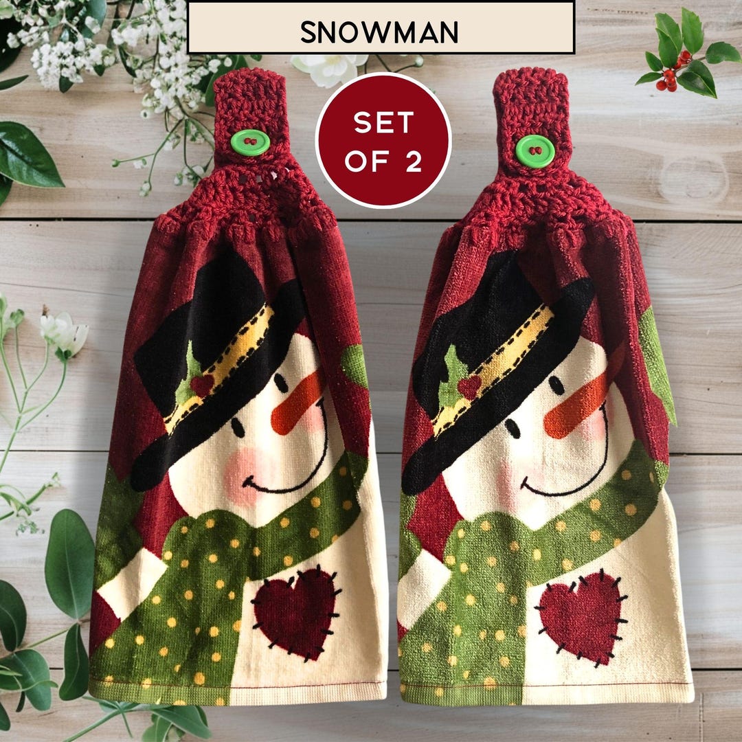 Christmas Oven Towels Hanging Kitchen Towels Oven Door Towel Crochet ...