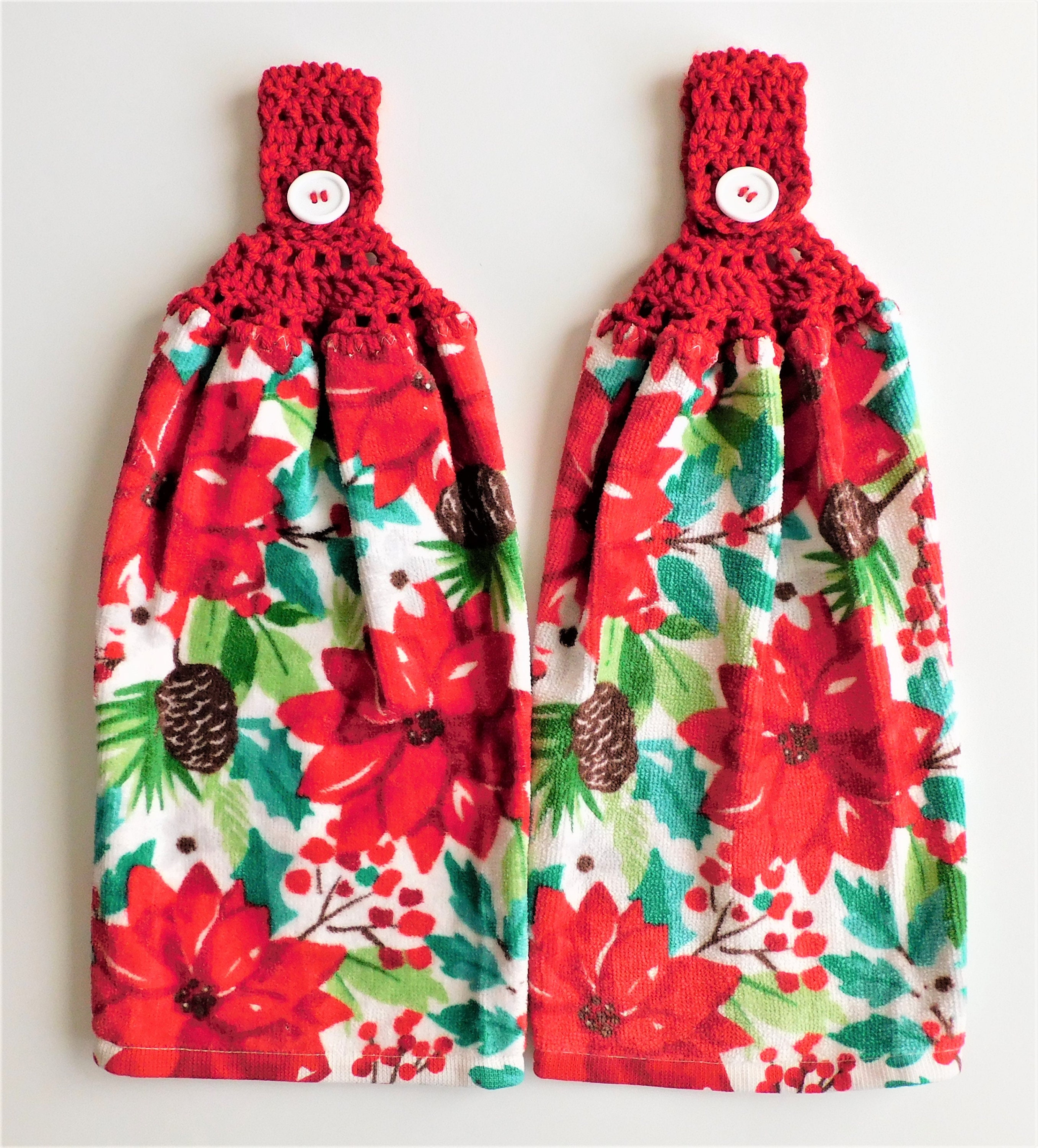 Christmas Oven Towels Hanging Kitchen Towels Oven Door Towel Crochet ...