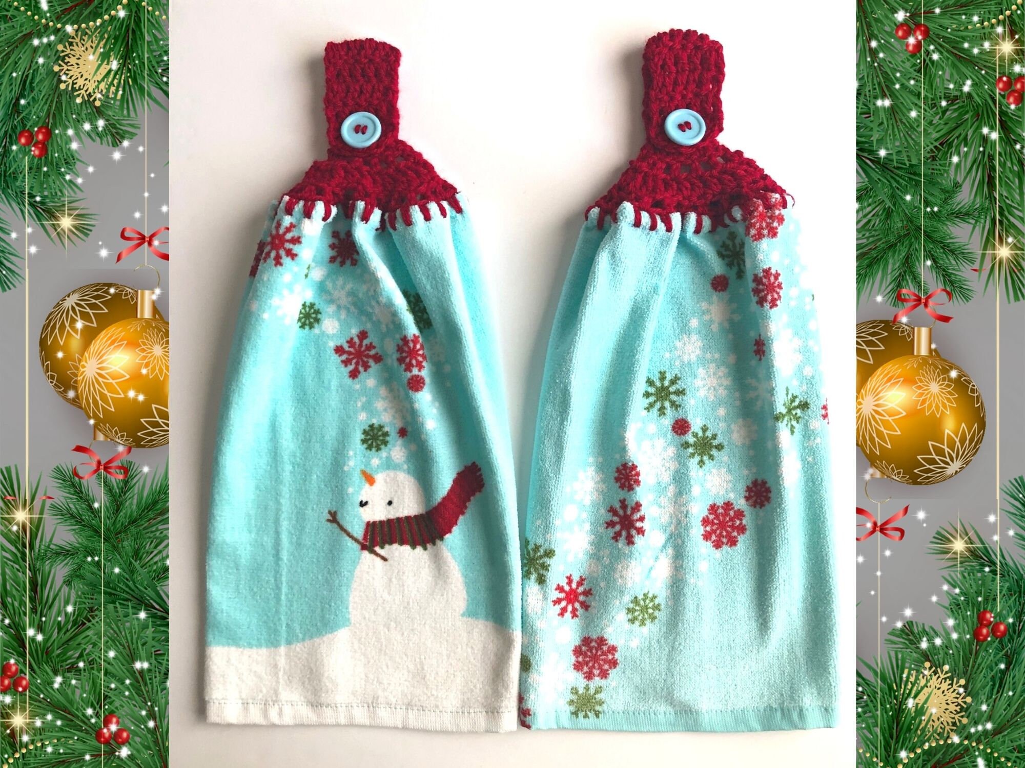 Christmas Hand Towel for Kitchen Oven Door Towel Set of 2 Christmas ...