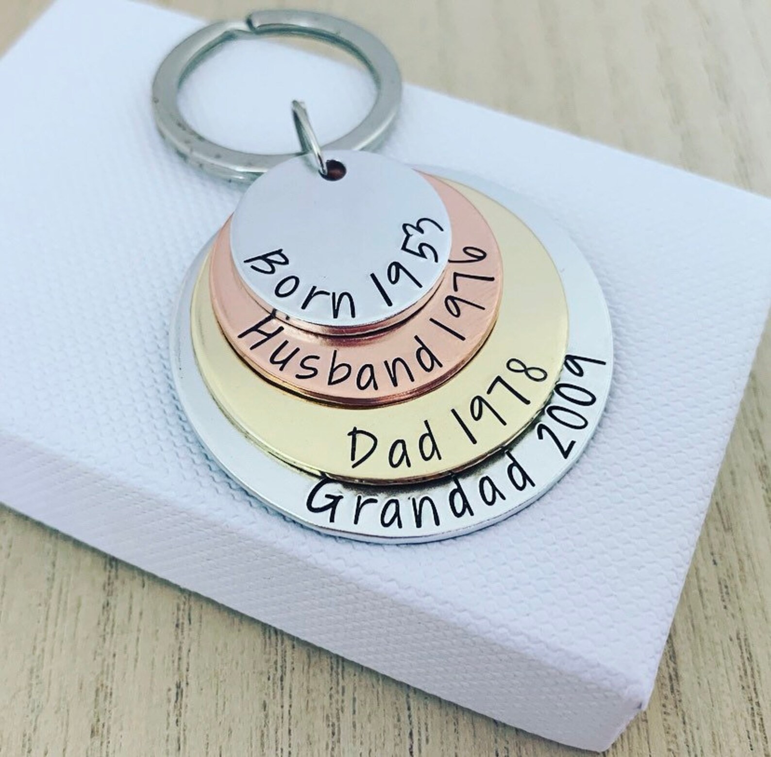 Grandad Mixed Metals Keyring Personalized Family Keychain | Etsy UK