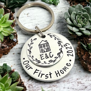 Silver Our First Home Keyring, Moving in Together Keychain ...