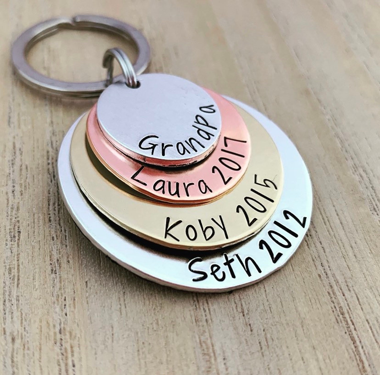 Grandad Mixed Metals Keyring Personalized Family Keychain - Etsy UK