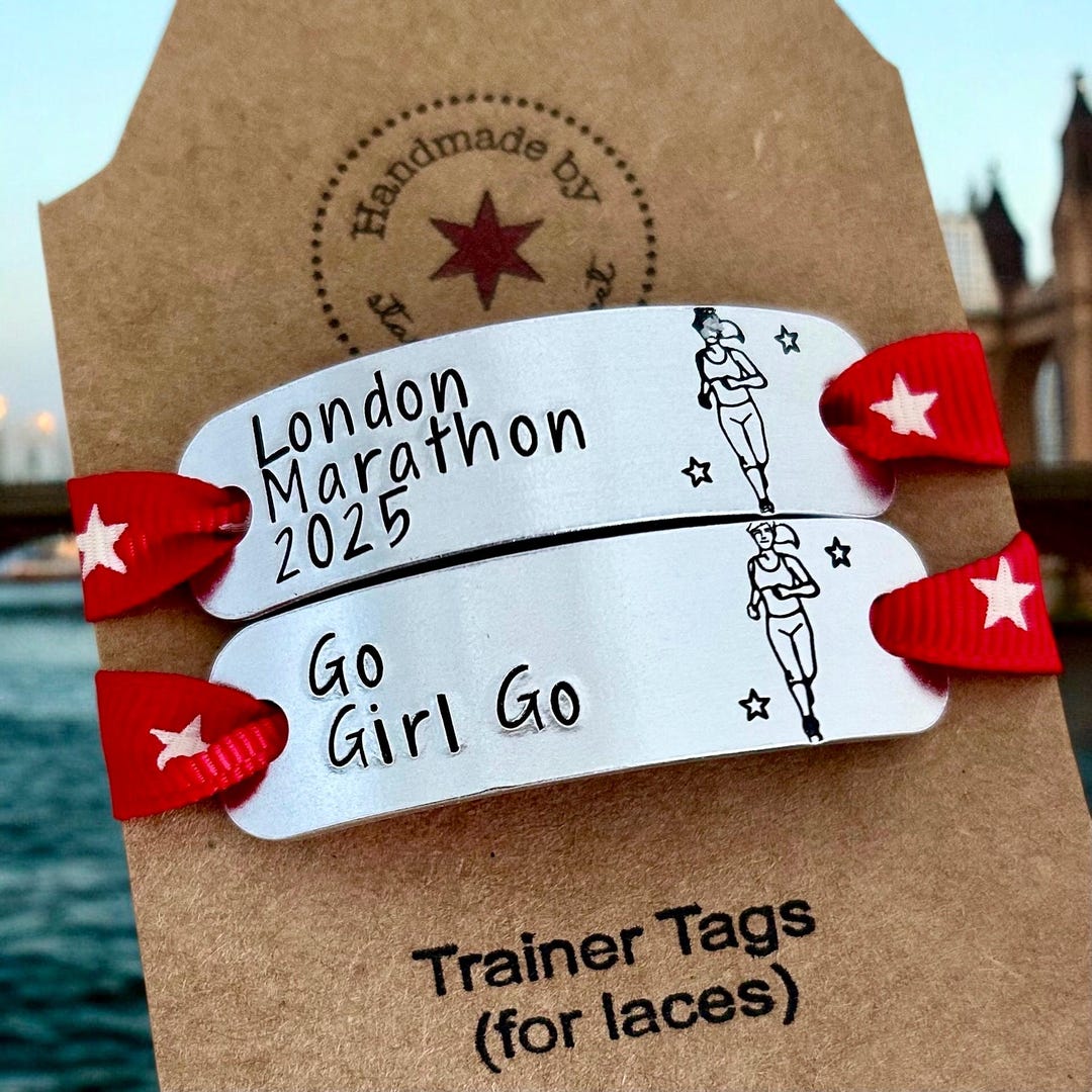 Running Girl, Personalised Trainer Tags, Marathon Runners Gift, London ...