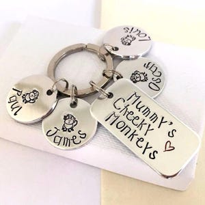 Gifts for Mummy, Mommy's Cheeky Monkeys, Personalised Keyring ...