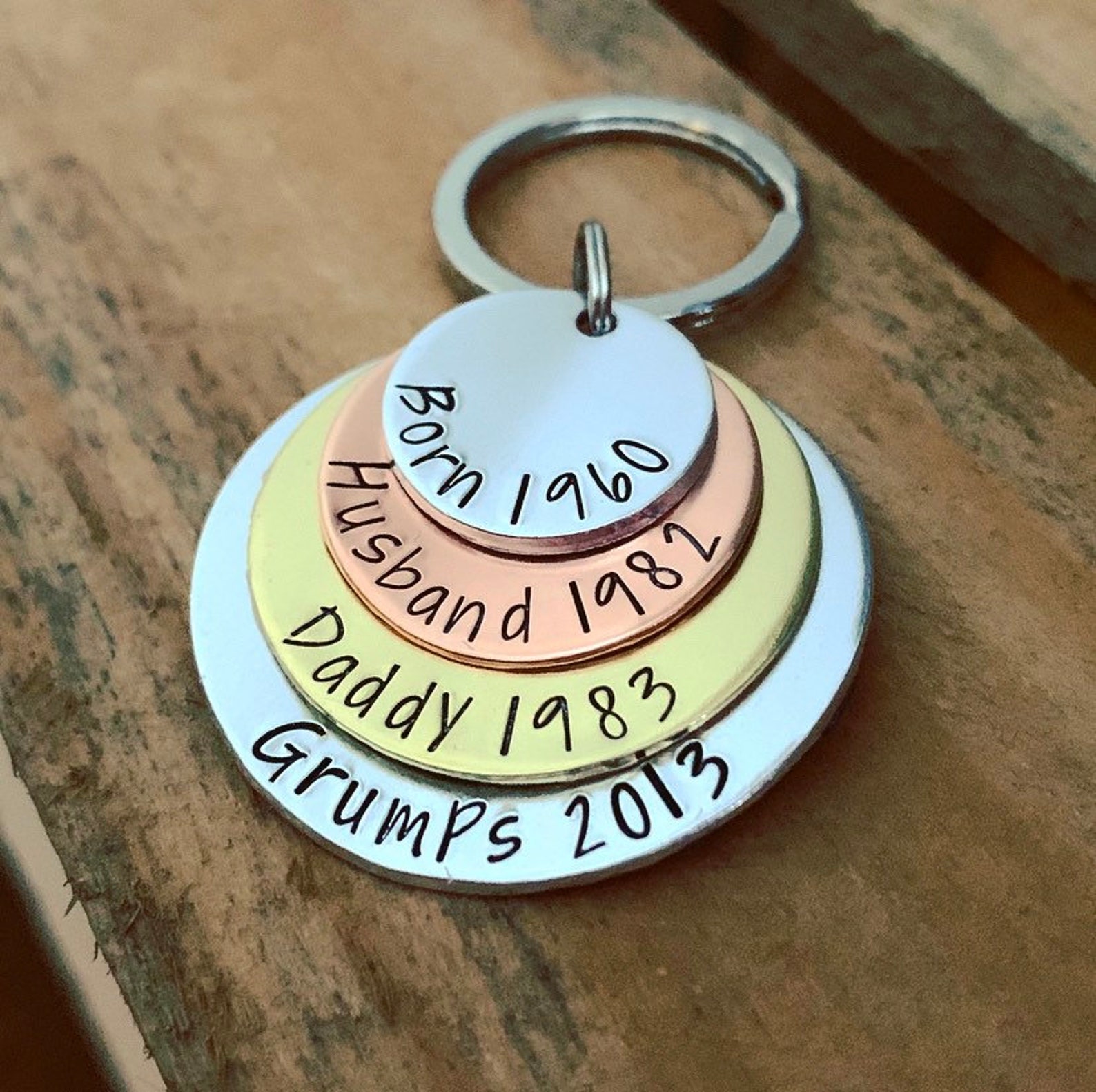 Grandad Mixed Metals Keyring Personalized Family Keychain | Etsy UK
