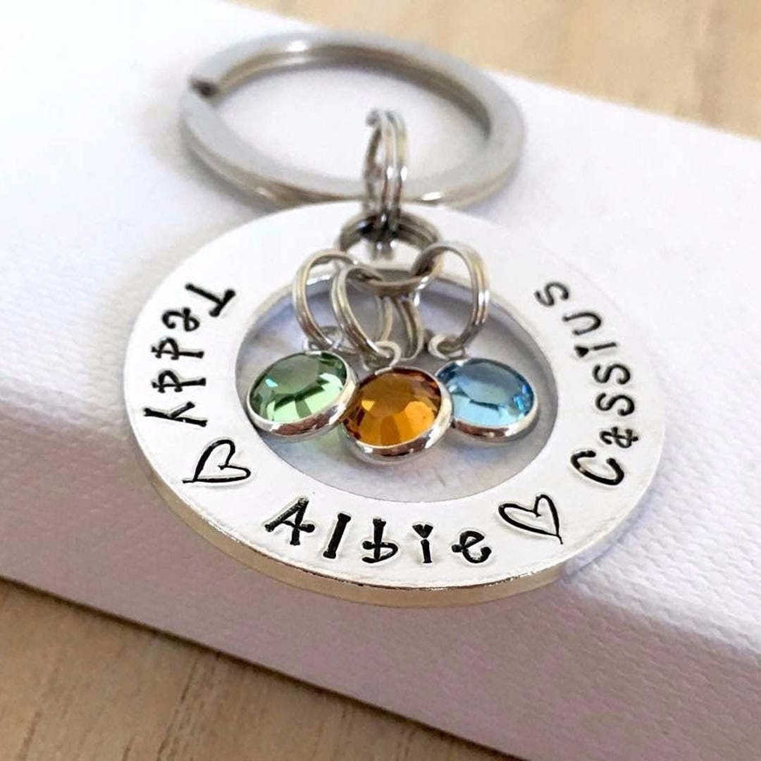 Personalised Family Birthstone Keyring, Nanny Gifts, Mummy Gifts ...