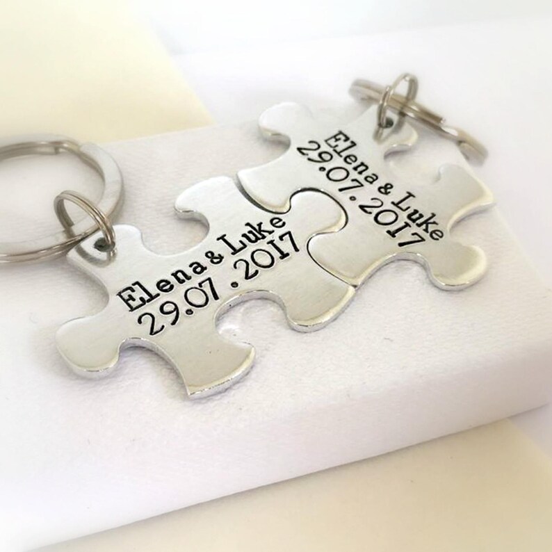Wedding Gift Personalised Keyring Puzzle Piece | Etsy UK