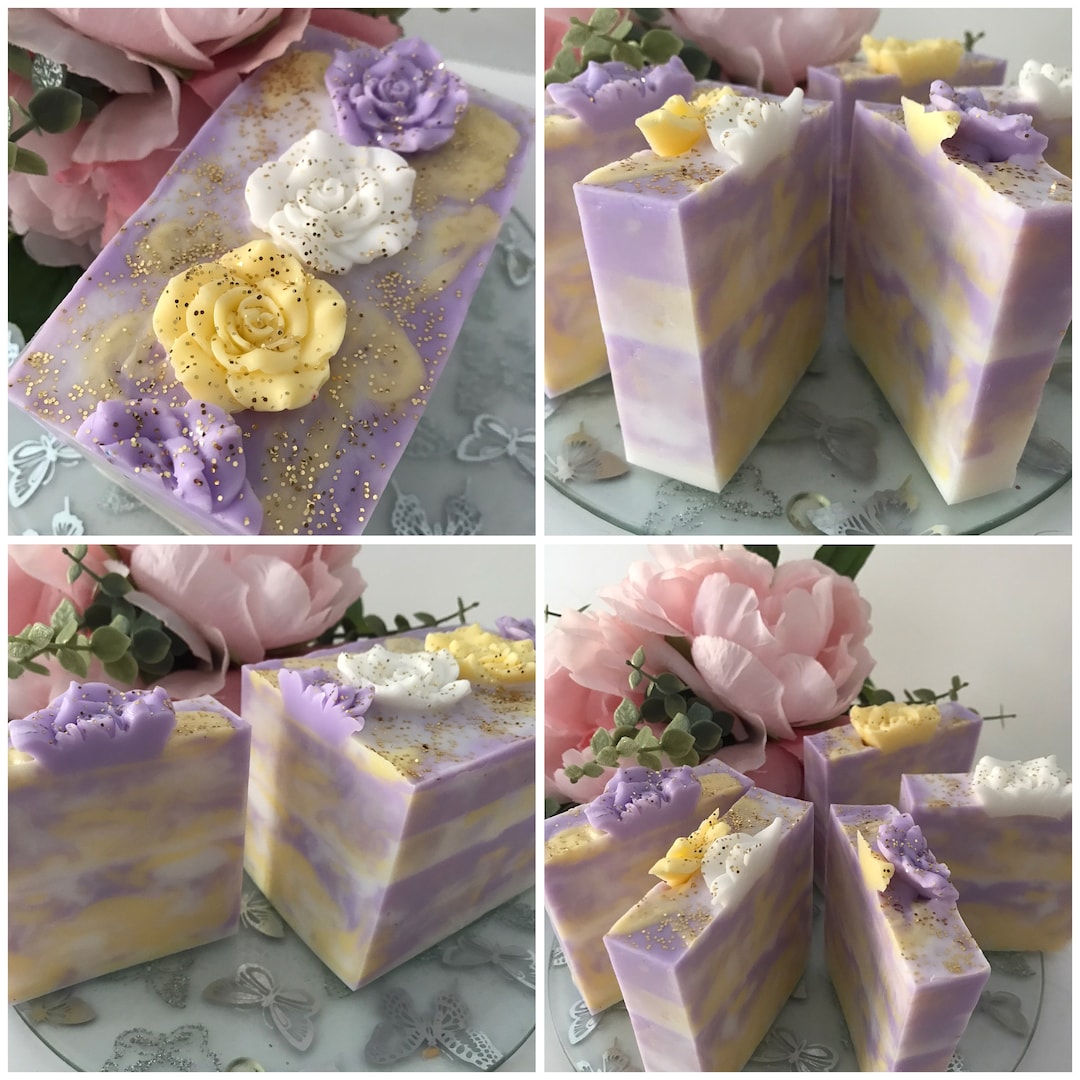 Gorgeous Handmade Artisan Soap Slice/soap Loaf Lemon/lavender Vegan Friendly Vegetable Based ...