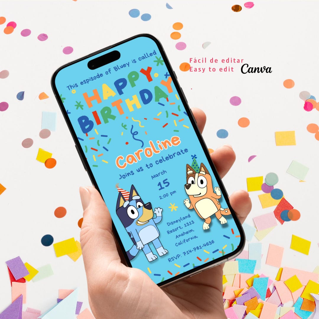 Bluey Birthday Invitation – Editable Canva Template – Digital Download ...