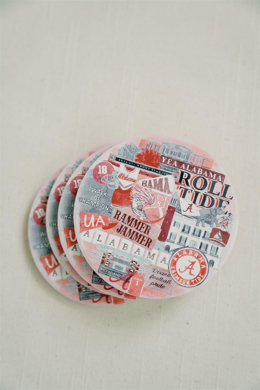 Ceramic University of Alabama Coaster Pack - Etsy