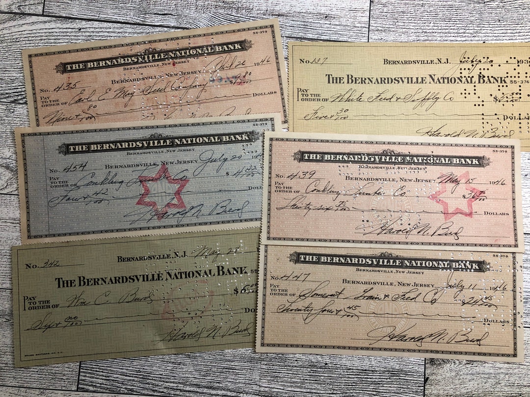 Vintage Checks a Collection of 6 From the 1940's - Etsy