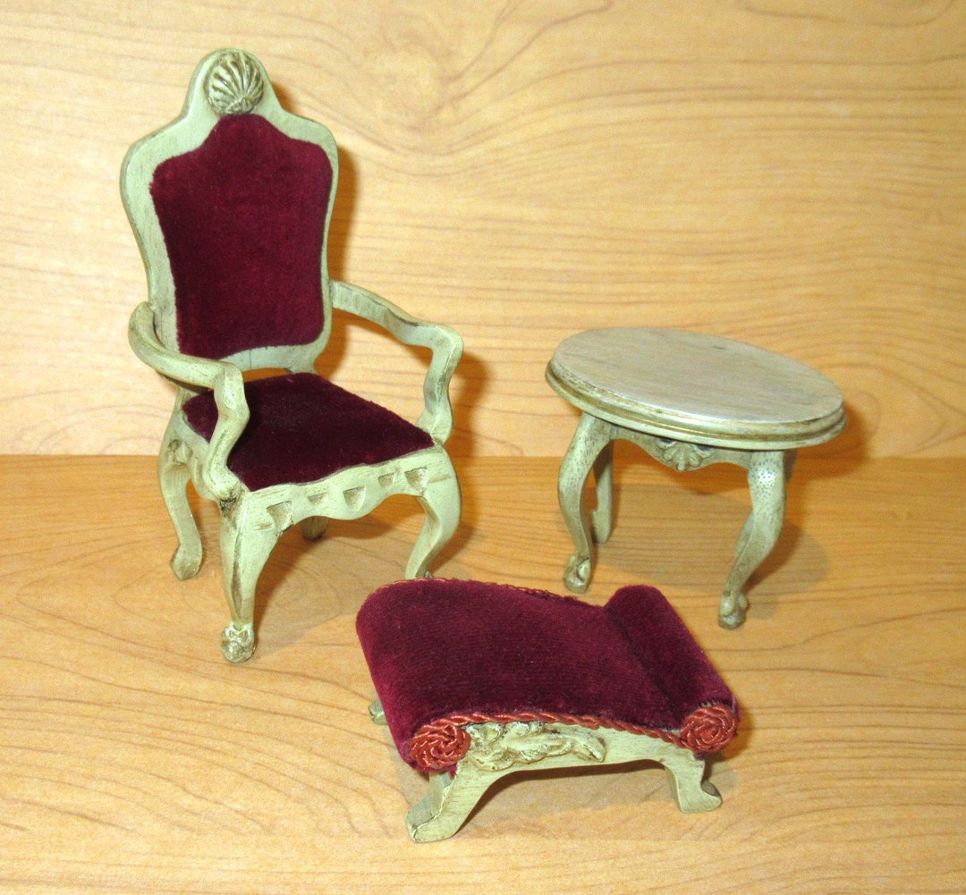 Sonia Messer French Provincial Dollhouse Red Velvet Arm Chair, Gout ...