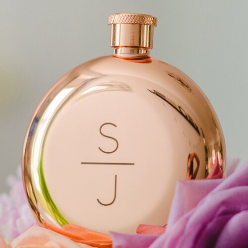 Rose Gold Monogram Flask Rose Gold Hip Flask Engraved | Etsy