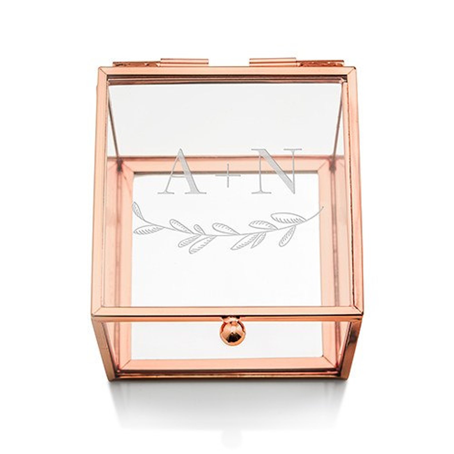 Etched Glass Jewelry Box Rose Gold Jewelry Box Vintage - Etsy