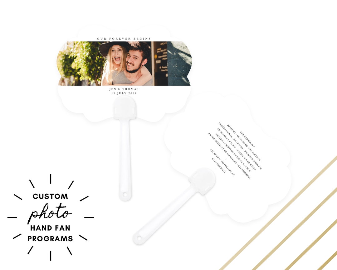 Printed Paper Paddle Fan Custom Photo Paper Fan Personalized Wedding ...