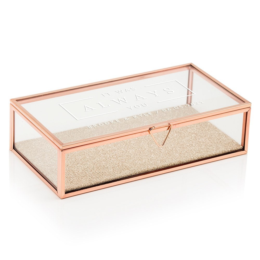 Personalized Glass Jewelry Box - It Was Always You Design - Rose Gold ...