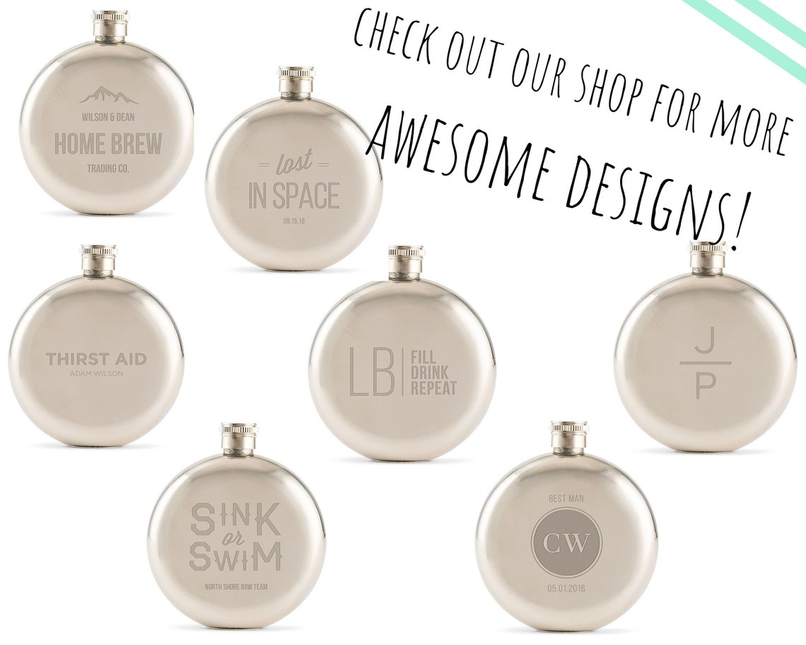 Personalized Flask Silver Stainless Steel Monogram Flask | Etsy