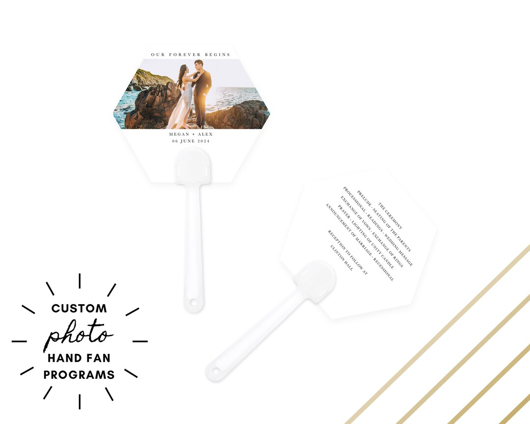 Personalized Photo Hand Fan - Custom Printed Paper Paddle Fan - Wedding ...