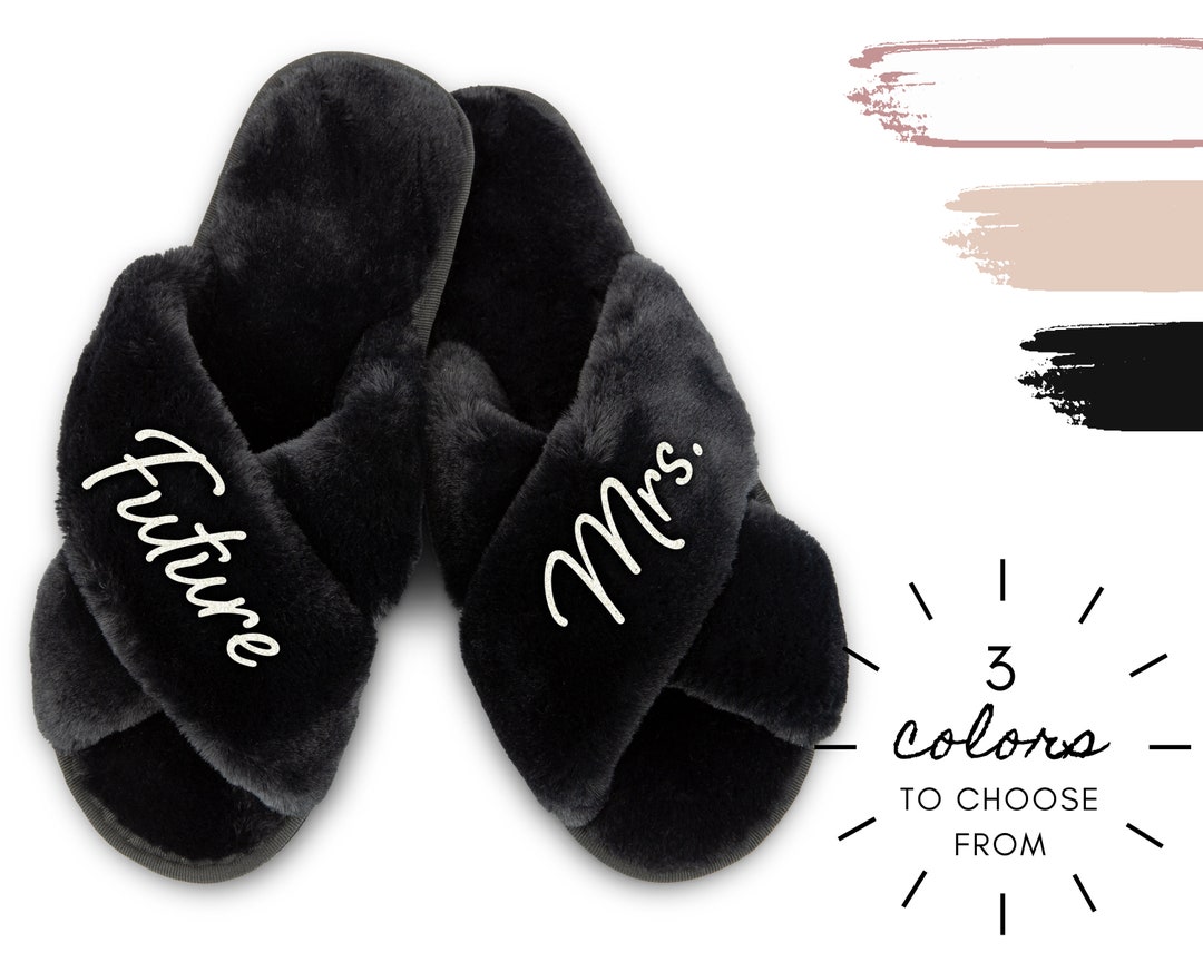 Future Mrs. Fuzzy Slide Slippers - Bridal Shower Fuzzy Slippers - Bride ...