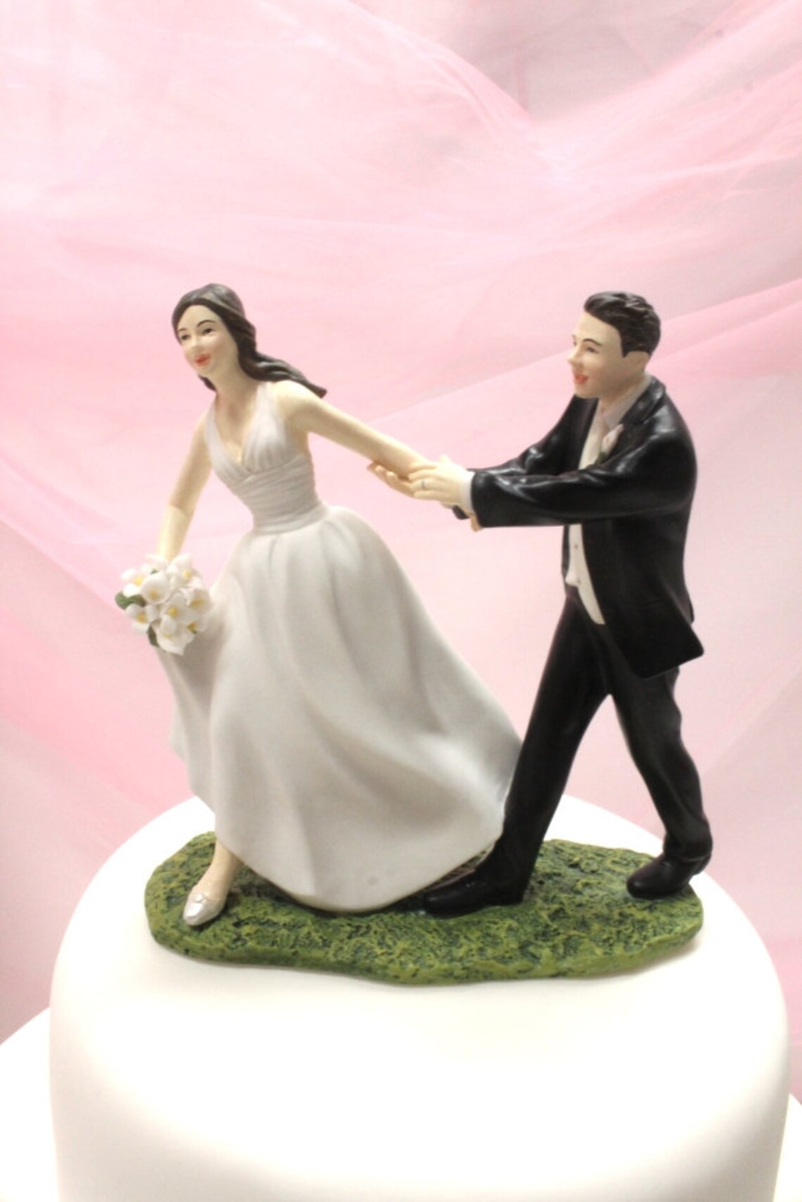 Wedding Cake Topper - Bride and Groom Wedding Cake Topper - Racing to ...