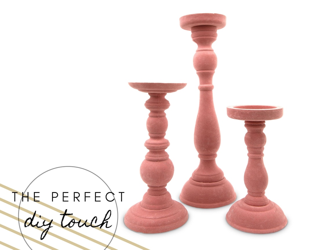 Set of 3 Pink Spindle Candle Holders - DIY Wedding Centerpiece - DIY ...