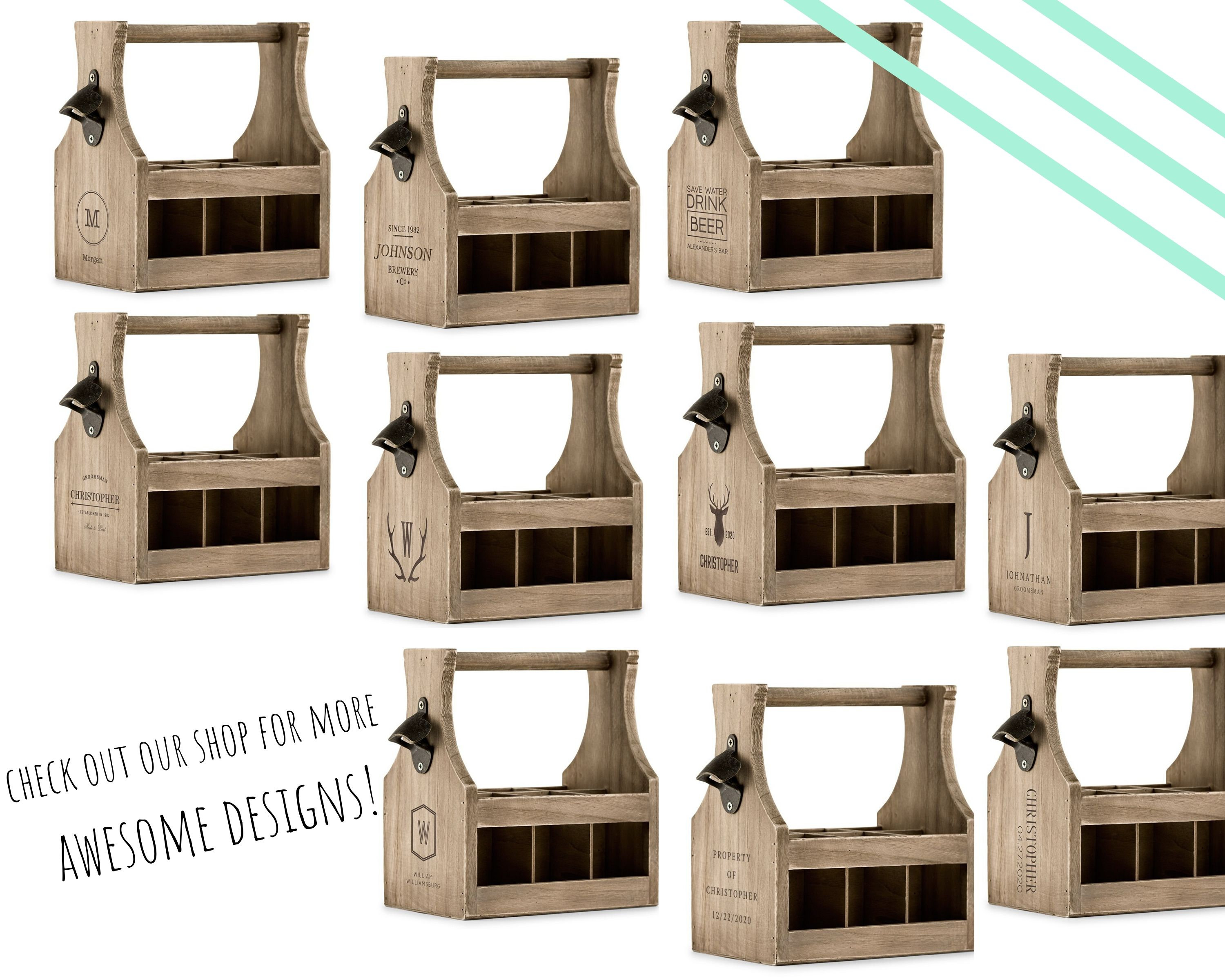 Personalized Wood Beer Caddy With Bottle Opener Beer Lover | Etsy Canada