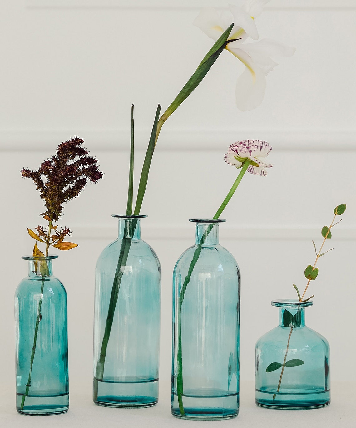 Set of 4 Assorted Blue Bud Vases DIY Centerpiece DIY | Etsy