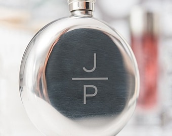 Stainless Steel Monogram Flask Silver Hip Flask Engraved | Etsy