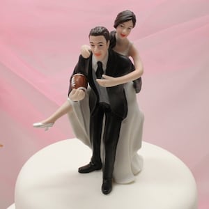 Custom Wedding Cake Topper - Football Bride and Groom - Football Cake ...