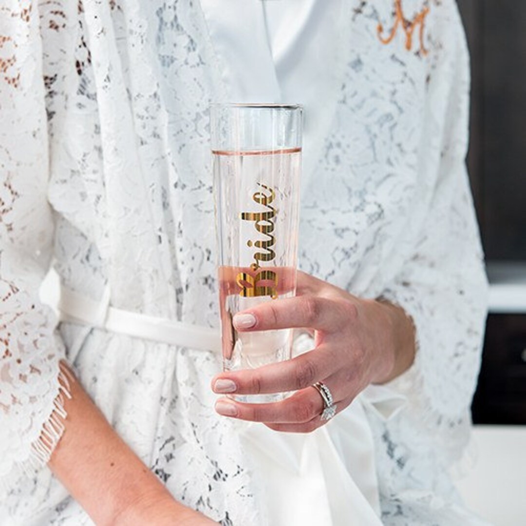 Gold Bride Stemless Flute - Customized - Personalized - Champagne Flute ...