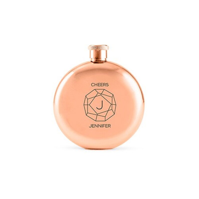 Personalized Flask - Rose Gold Flask - Monogram Flask - Geometric Flask ...