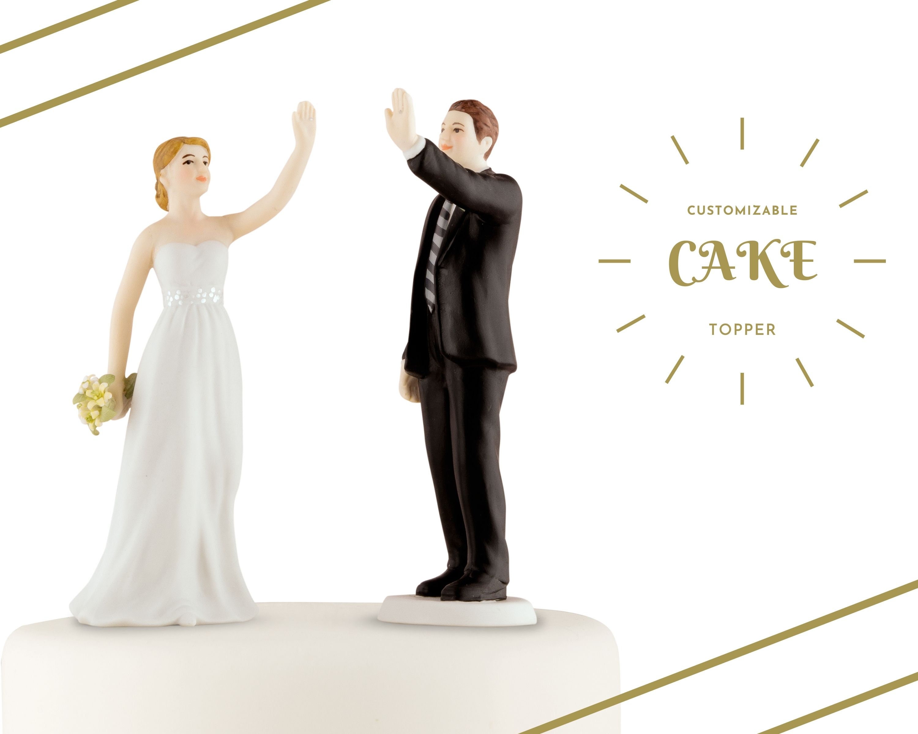 Wedding Cake Topper Personalized Wedding Couple High Five | Etsy