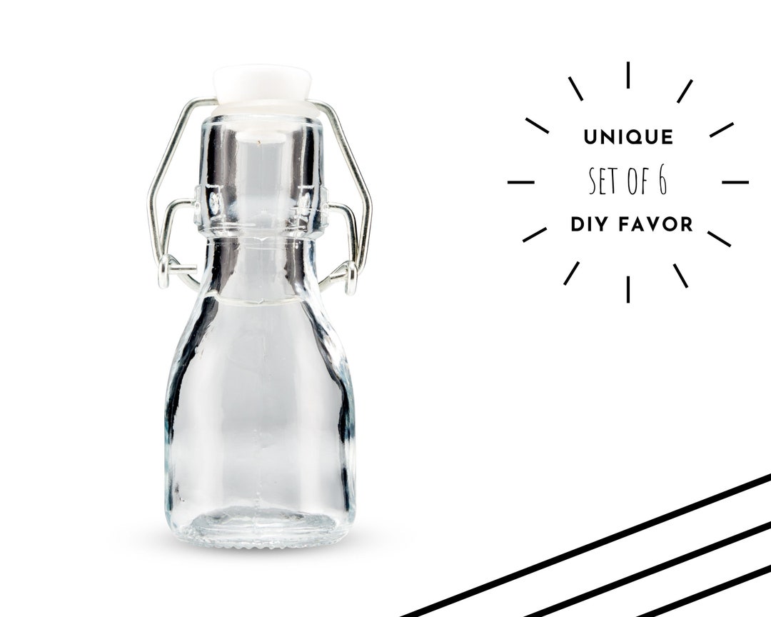 Set of 6 Glass Swing Top Favor Bottles - 2.5 Oz Glass Bottles - DIY ...