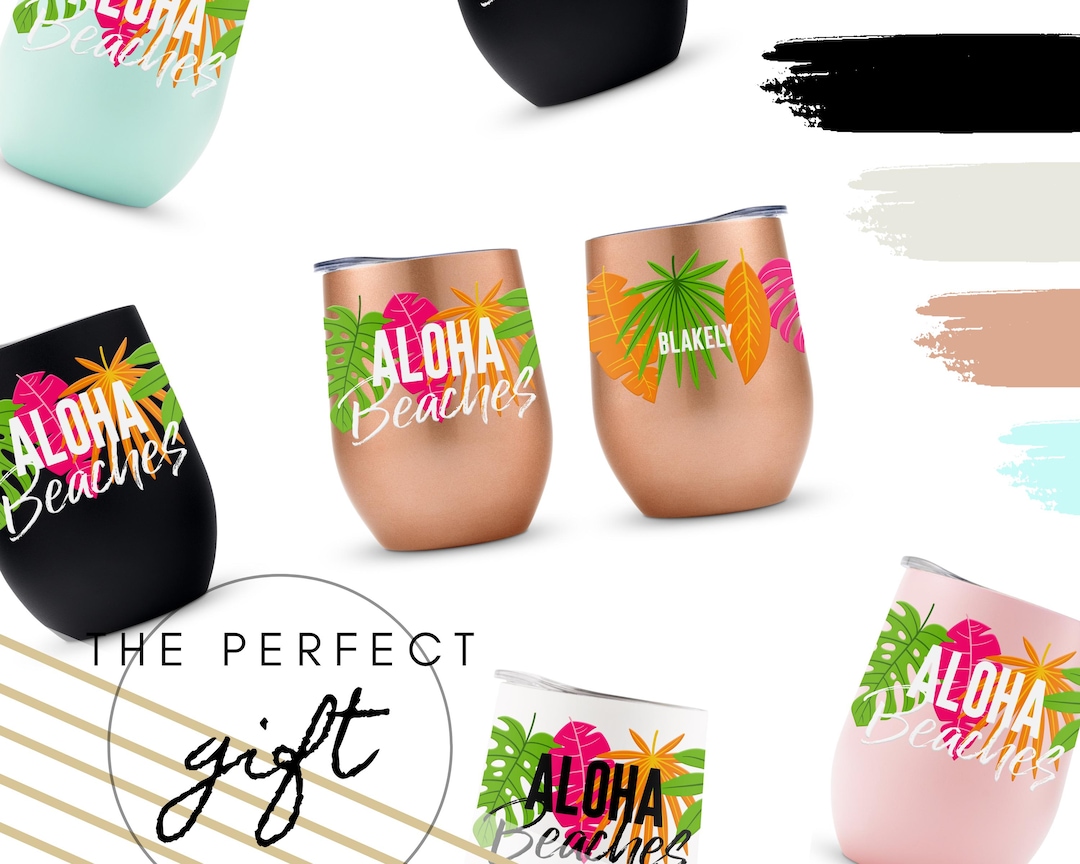 Custom Aloha Beaches Print Tumbler - Drink Tumbler - Bon Voyage Gift ...