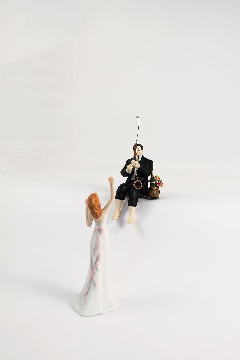 Custom Wedding Cake Topper Fishing Groom Hooked Bride | Etsy