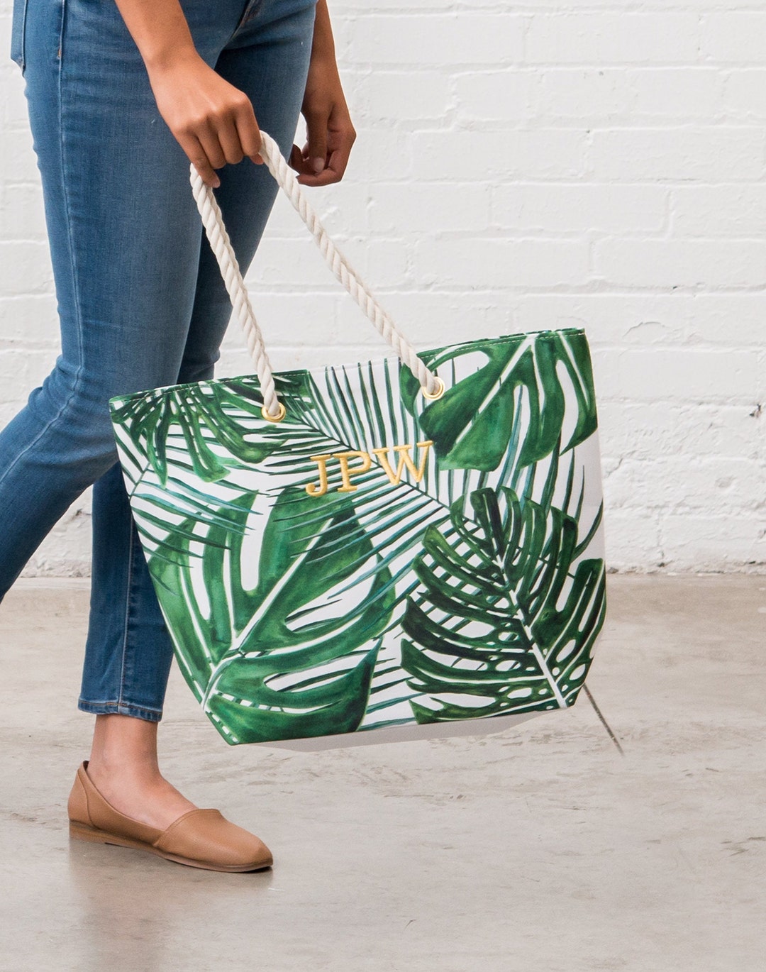 Palm Leaf Tote Bag - Personalized Tote Bag - Bride Gift - Bridesmaid ...