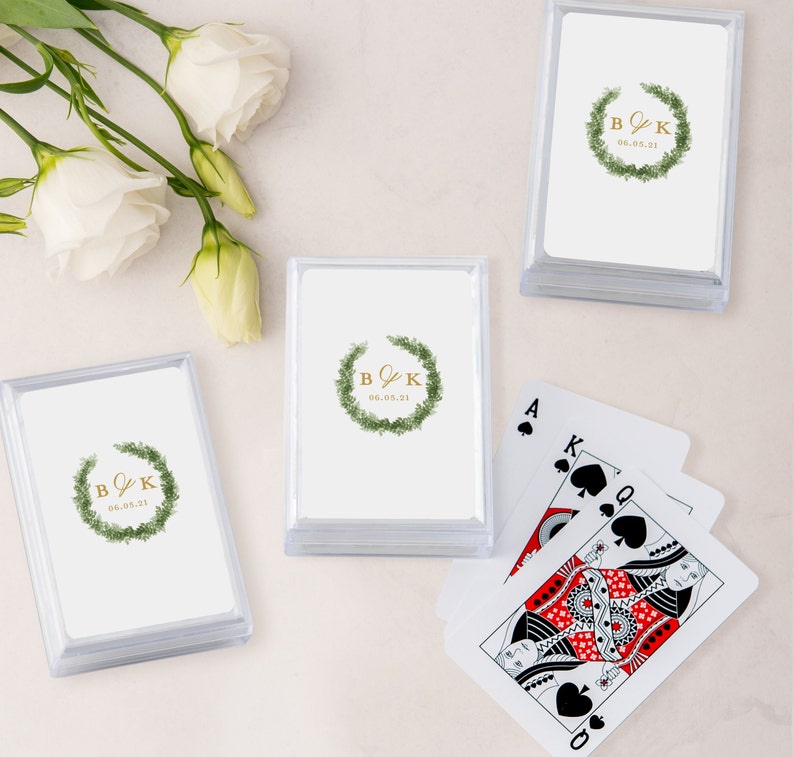 Personalized Playing Cards - Wreath - Botanical - Elegant Wedding ...