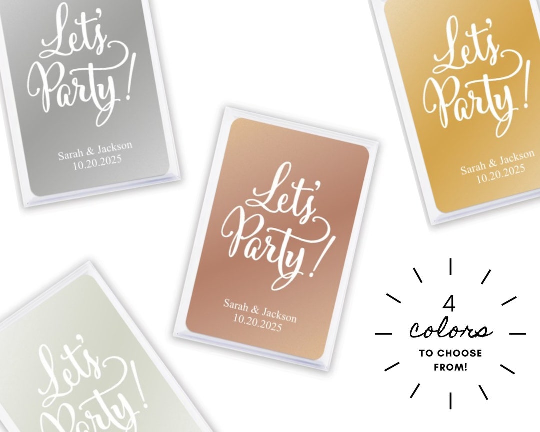 Let's Party Custom Metallic Playing Cards - Custom Wedding Favor ...