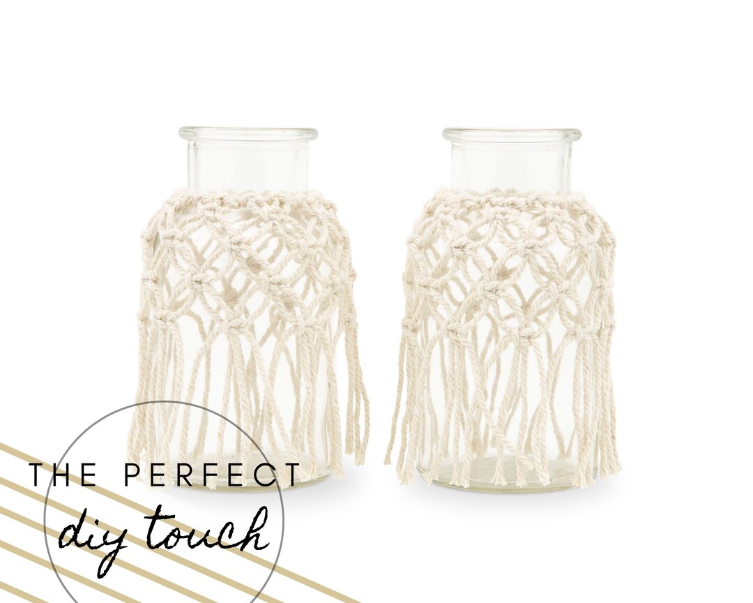 Set of 4 Macramé Covered Vases - DIY Centerpiece - DIY Wedding - DIY ...