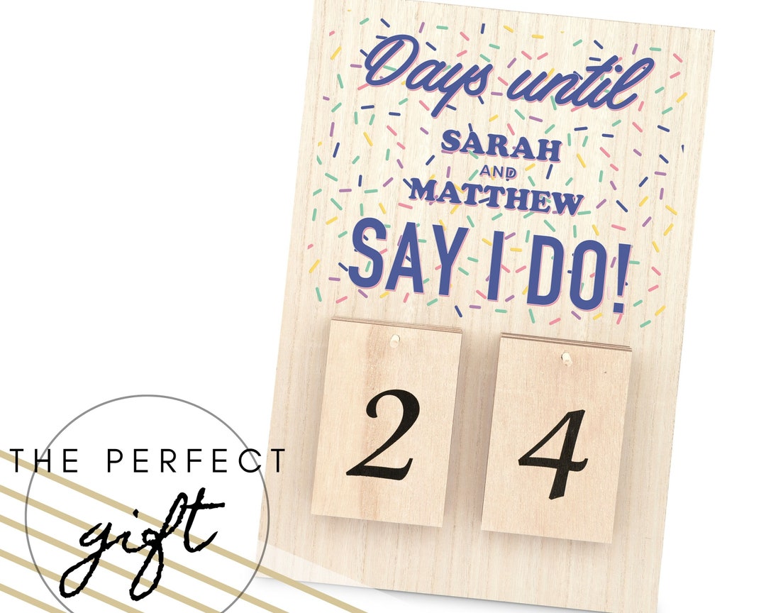 Personalized Wedding Countdown Calendar - Fun Colorful Wooden Wedding ...