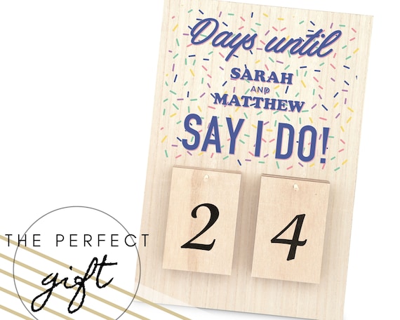 Personalized Wedding Countdown Calendar Fun Colorful Wooden | Etsy