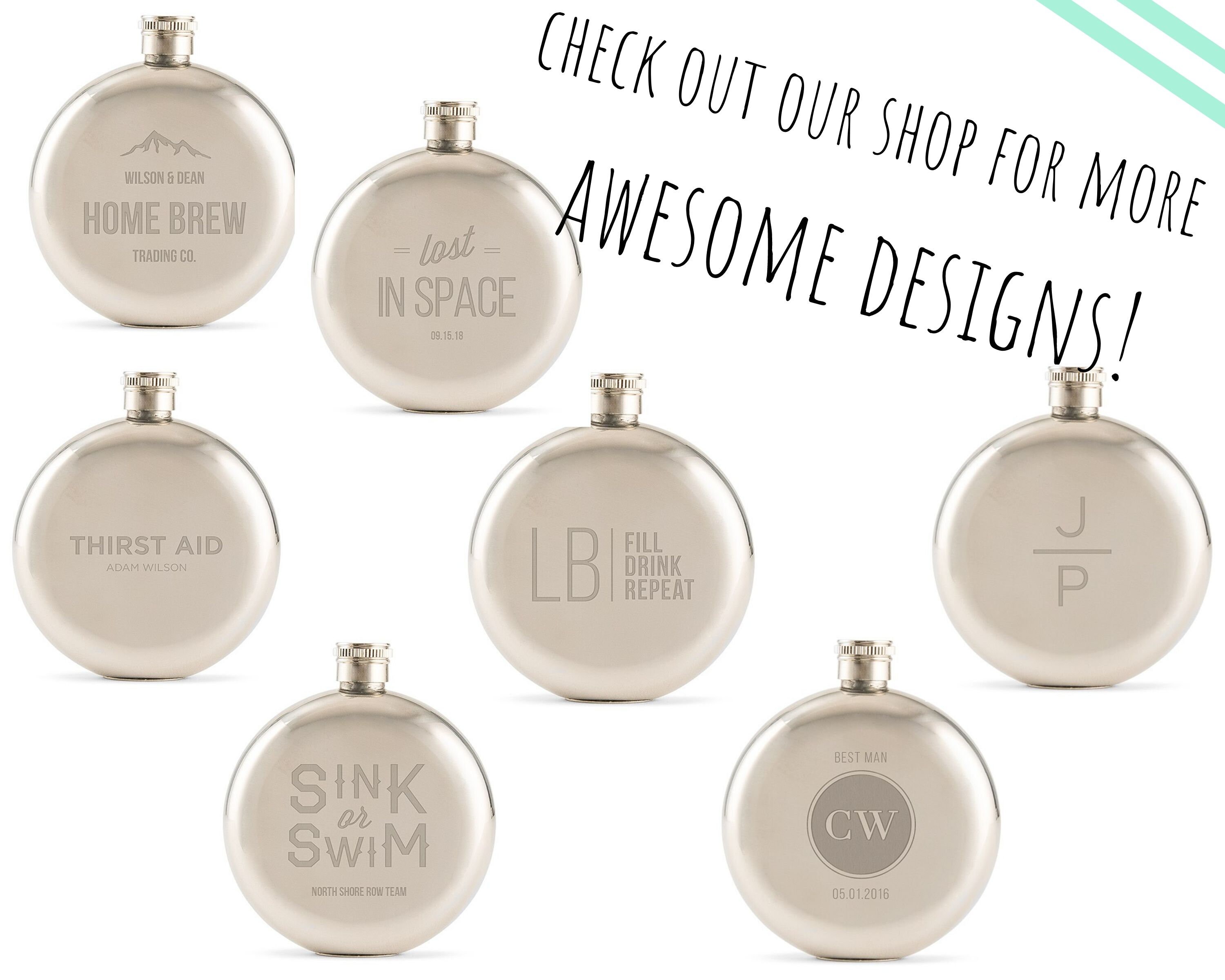 Stainless Steel Monogram Flask Silver Hip Flask Engraved - Etsy