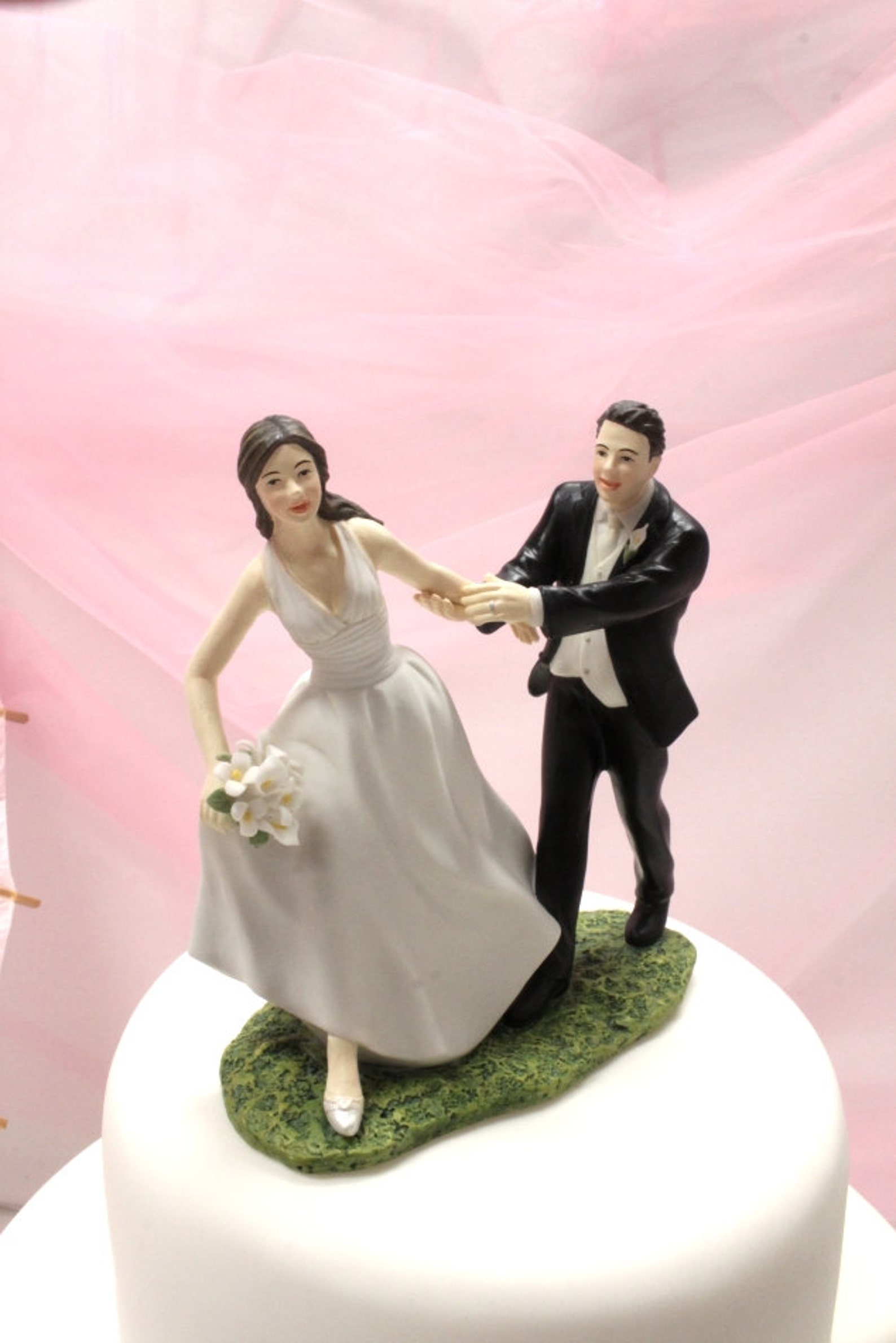 Wedding Cake Topper - Bride and Groom Wedding Cake Topper - Racing to ...