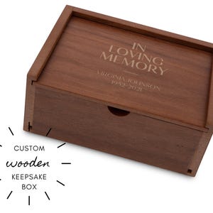 Custom Engraved Wooden Memorial Box With Lid - Memory Box - in Loving ...